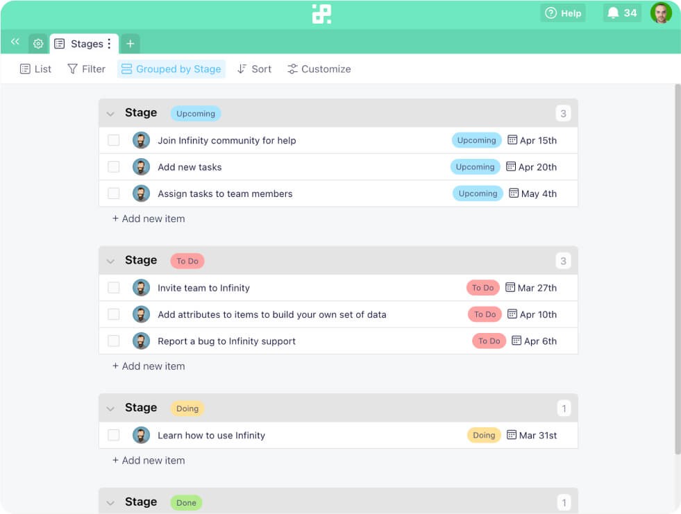 Simple Task List Template Infinity