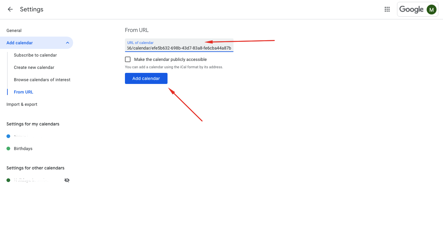Google Calendar Integration | Infinity